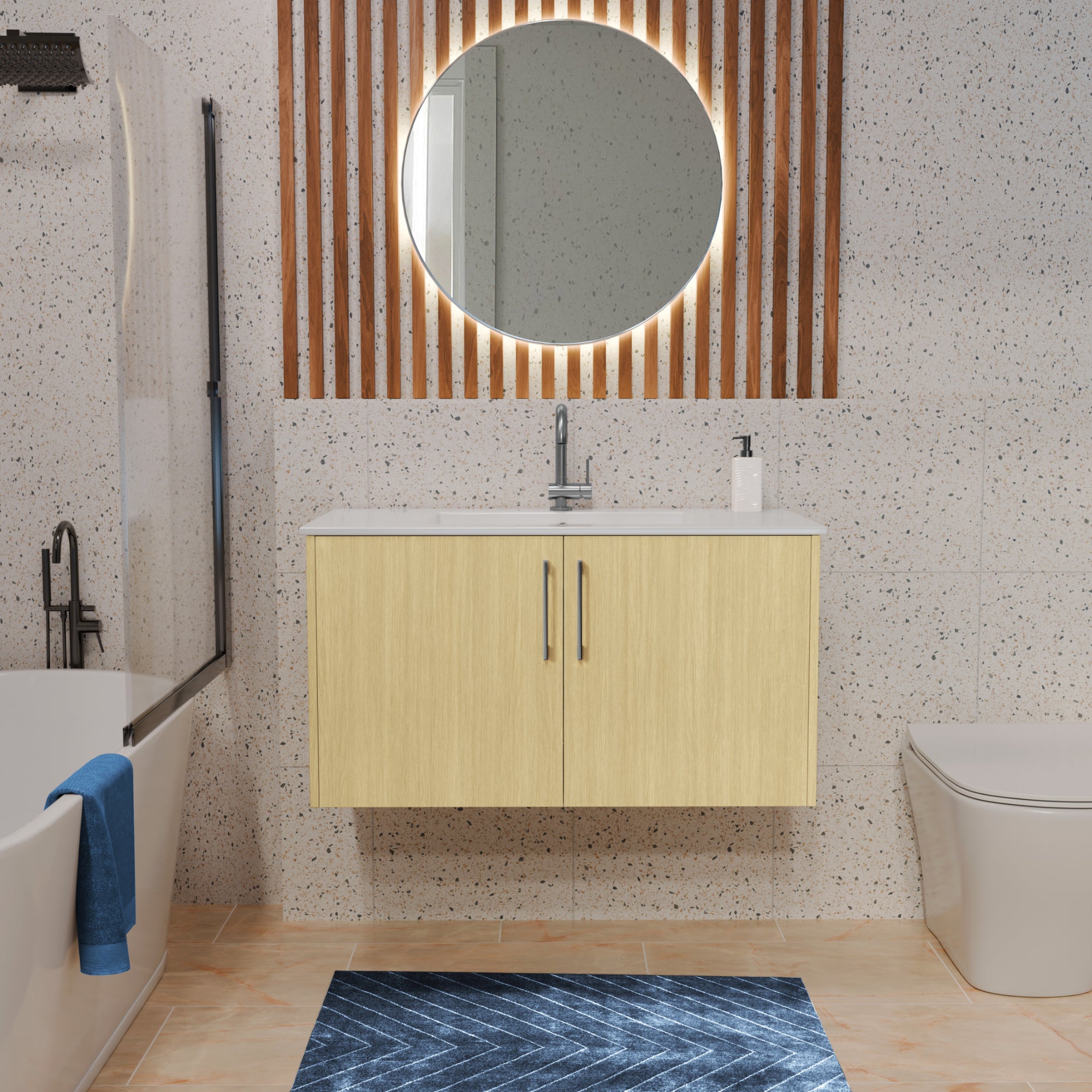 Bekka 36" Wall Mount Single Sink Cultured Marble Top Modern Bathroom V ...